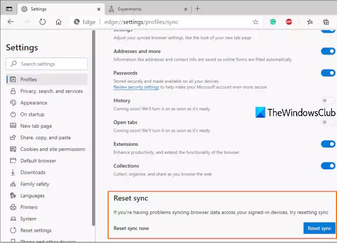 How To Enable Or Disable Reset Sync In Microsoft Edge Browser - Privacy Ninja